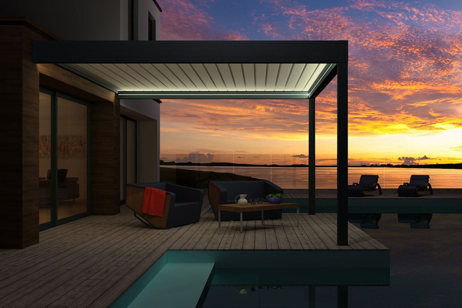 Bioclimatic pergola with adjustable slats H3 - MITJAVILA